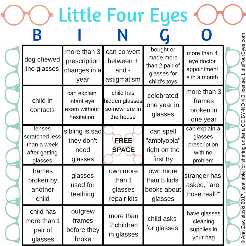 Little Four Eyes BINGO – For Little Eyes